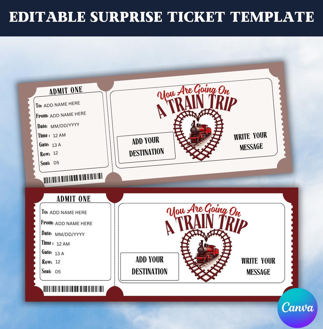Editable Train Ticket Template-printable Train Ticket Template-travel ...