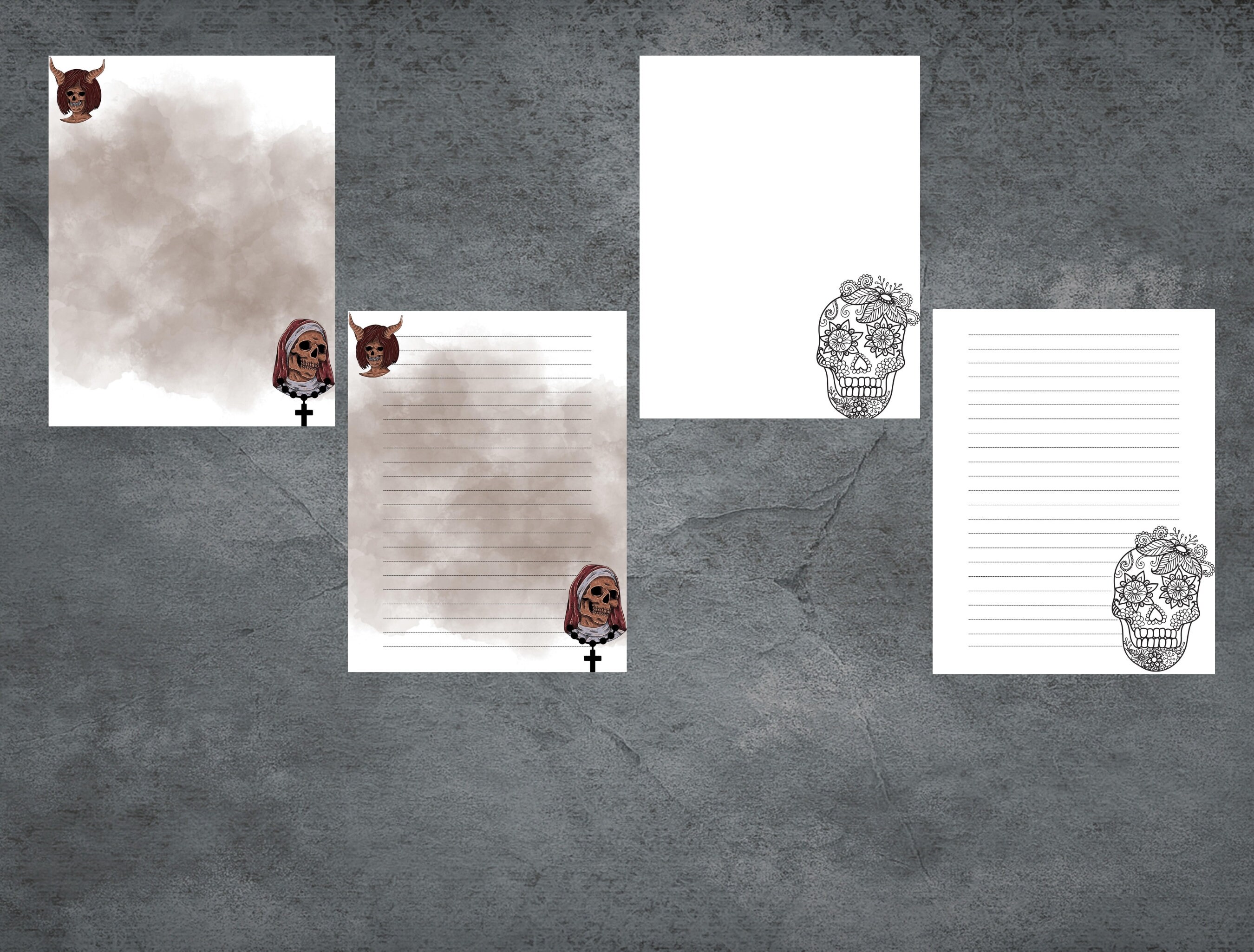 Skull Printable Stationery-printable Writing Paper - Etsy