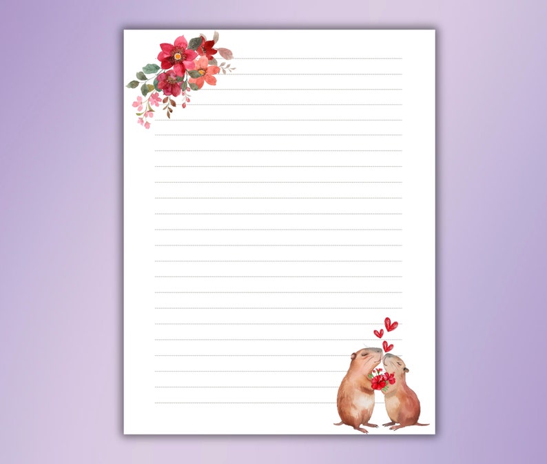 Capybara Lover Printable Stationery-adorable Capybara-animal Writing ...