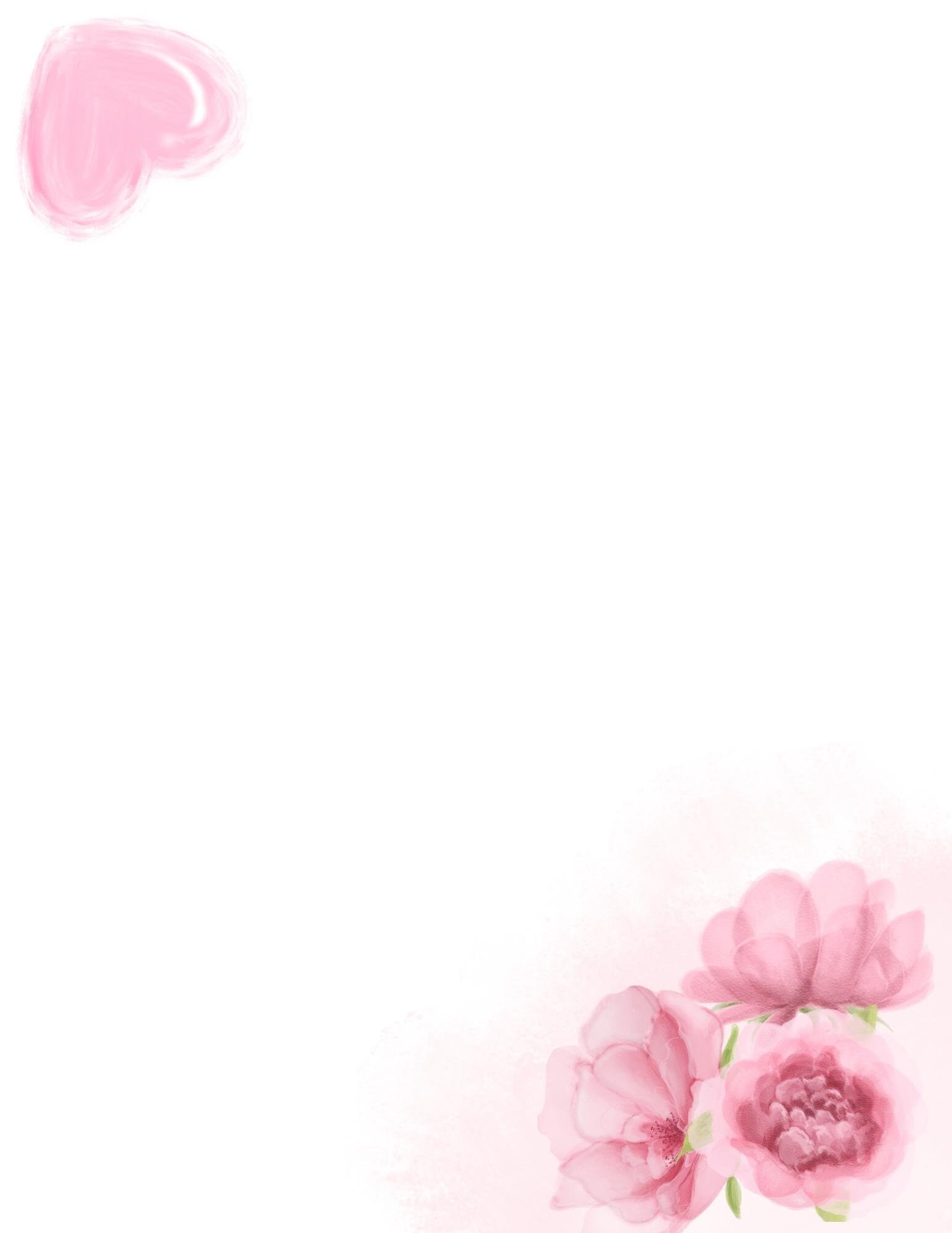 Watercolor Pink Flower Printable Stationerylove Letter Set - Etsy