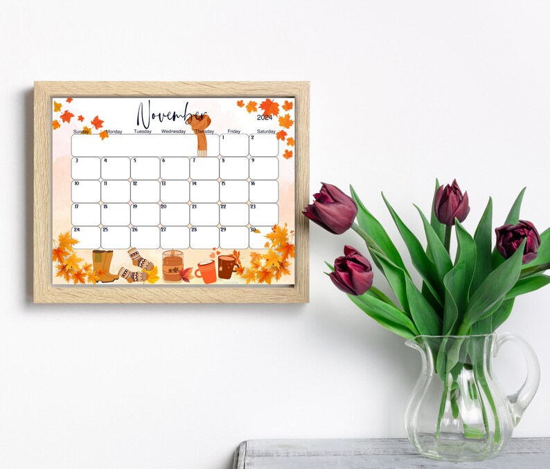 Editable November 2024 Printable Calendar-autumn Monthly Planner ...