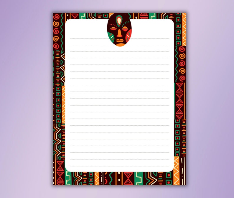 African Printable Stationery-african Style Writing Paper A4/A5/US ...