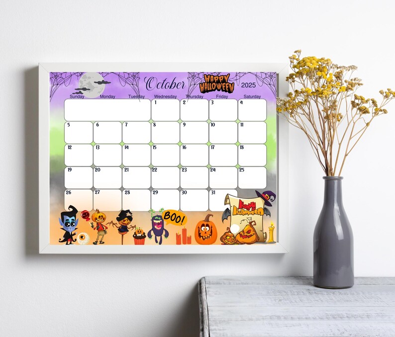 EDITABLE October 2025 Calendar-cute Spooky Halloween 2025 Planner ...
