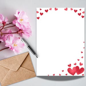 Heart Printable Stationery-valentine's Day Printable Writing Paper ...