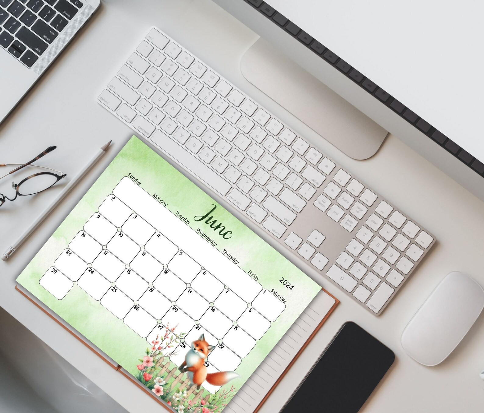 June 2024 Editable Calendar-printable Summer Monthly Planner-fox Kids ...