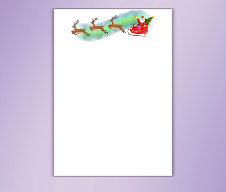 Santa Claus With Reindeer Printable Stationery-santa Claus Writing ...