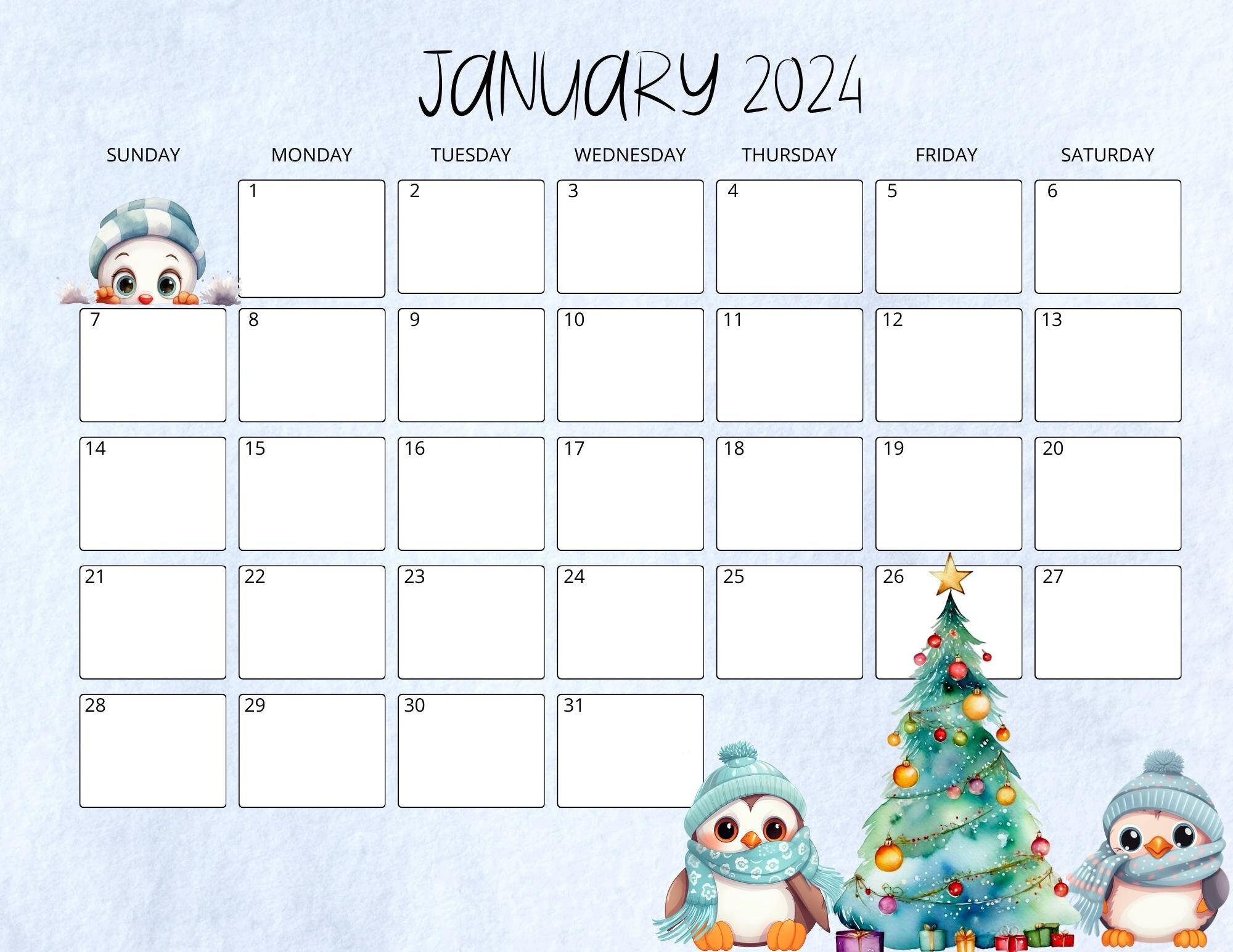Editable Printable January Calendar 2024-monthly Planner-classroom ...