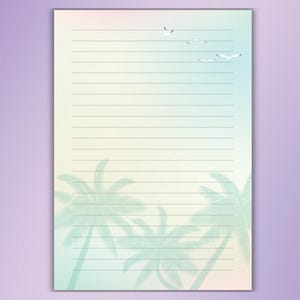 Summer Theme Printable Stationery-beach Writing Paper Set Lined Unlined ...