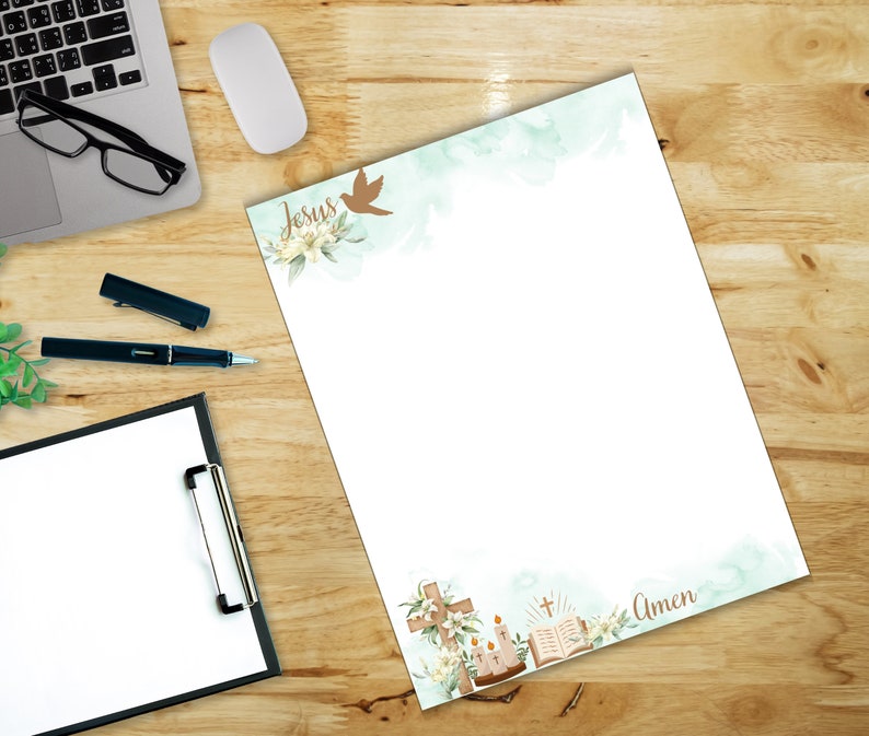 Christian Religious Printable Stationery Digital Letter Lined Unlined ...