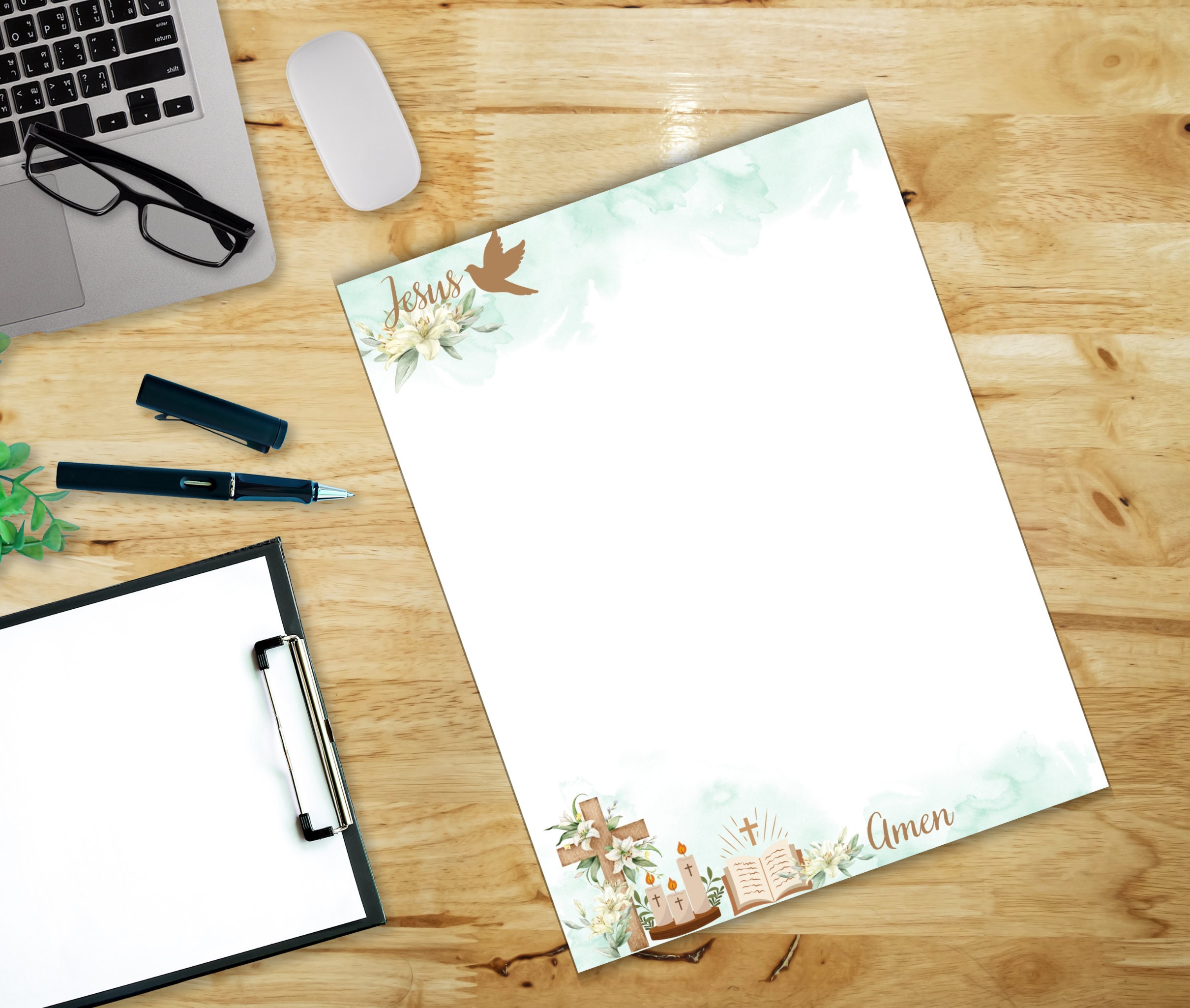 Christian Religious Printable Stationery Digital Letter Lined Unlined ...