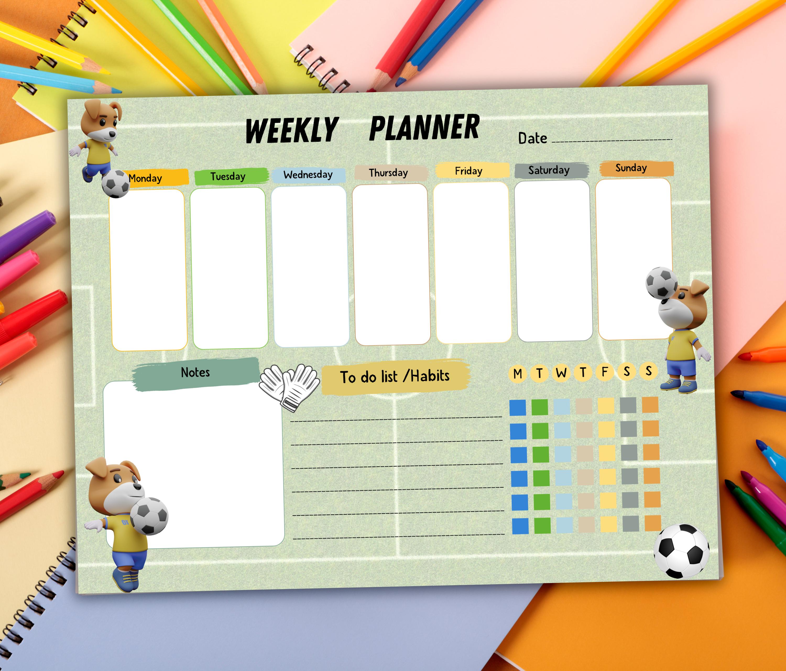 Editable Weekly Planner-printable Football School Planner-sports ...