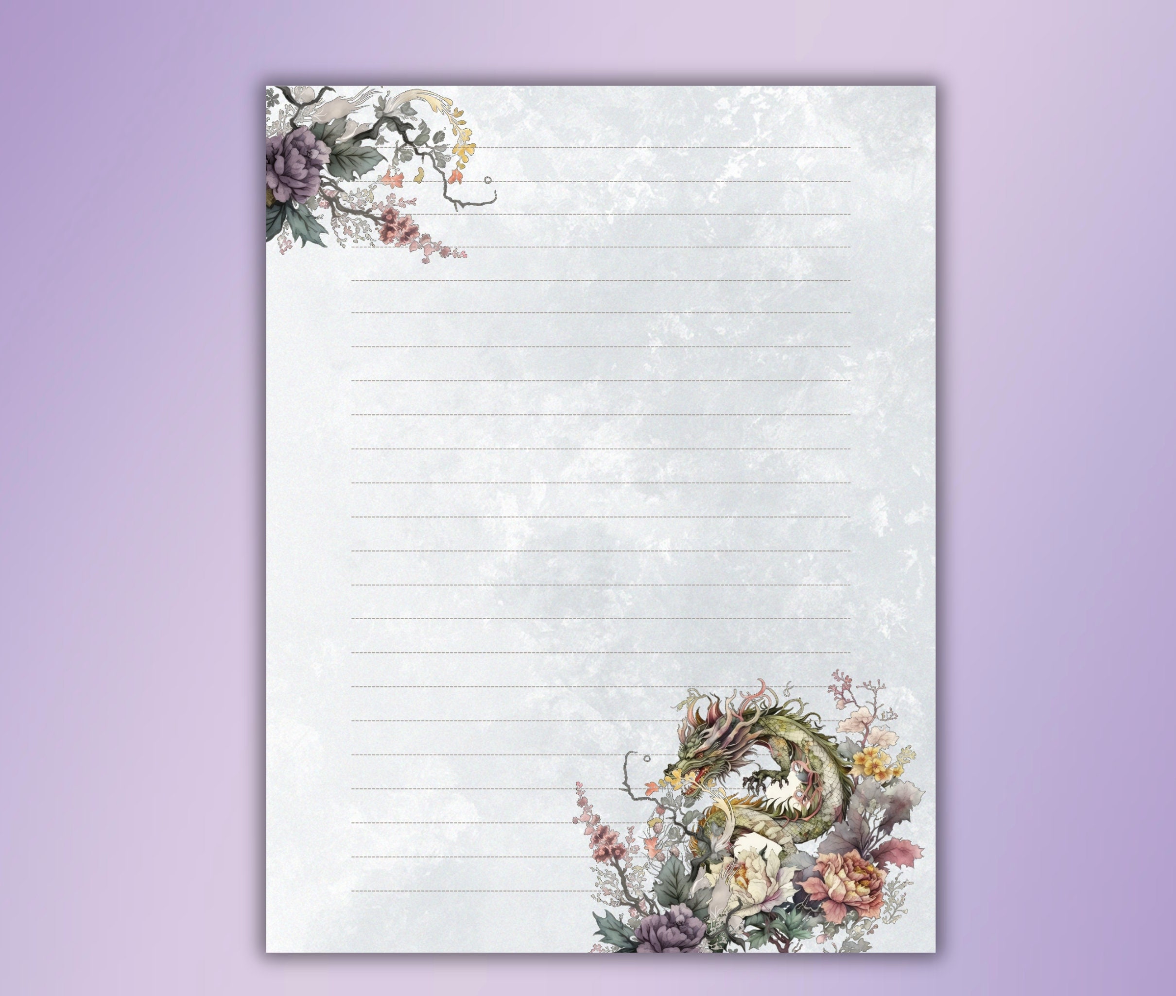 Dragon Printable Stationery-printable Stationary Sets Digital Letter ...