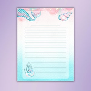 Printable Mermaid Letter Writing Paper Set,mermaid Stationery,marine ...