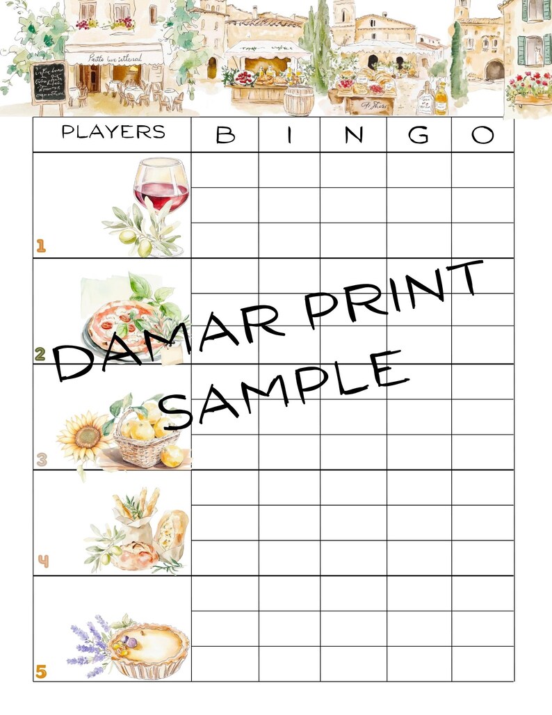 Food Printable Bingo Boards-instant Download -italian Bingo Boards ...