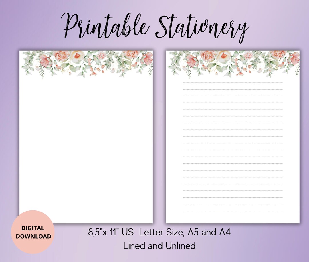 Watercolor Flower Stationary,printable Stationery,floral Writing Paper ...