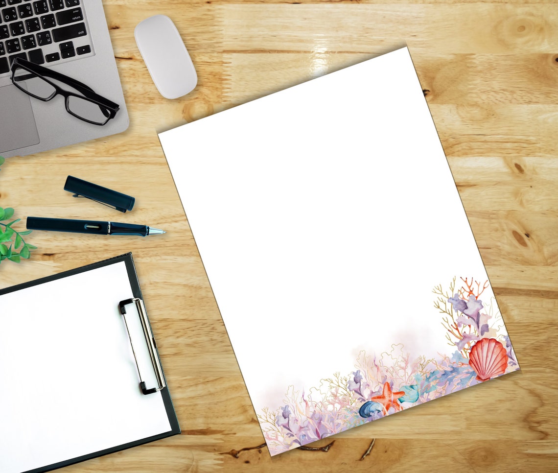 Undersea World Printable Stationery- Sea Marine Ocean Writing Set ...