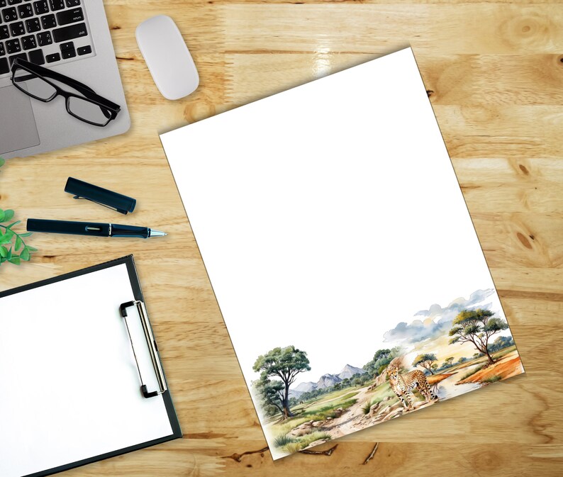 Watercolor Safari Animal Printable Stationery/festive/jungle Animal ...