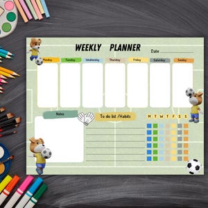 Editable Weekly Planner-printable Football School Planner-sports ...
