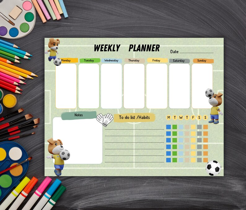 Editable Weekly Planner-printable Football School Planner-sports ...