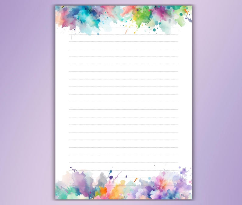 Watercolor Printable Stationery Set-watercolor Printable Writing Paper ...