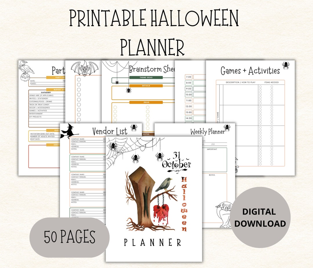 Halloween Party Planner,printable Halloween Planner,holiday Planner ...