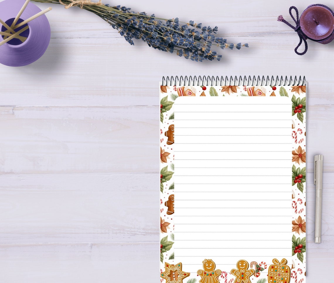 Christmas Gingerbread Printable Stationery-christmas Stationary Holiday ...