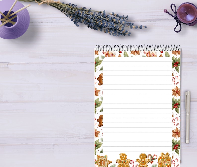 Christmas Gingerbread Printable Stationery-christmas Stationary Holiday ...