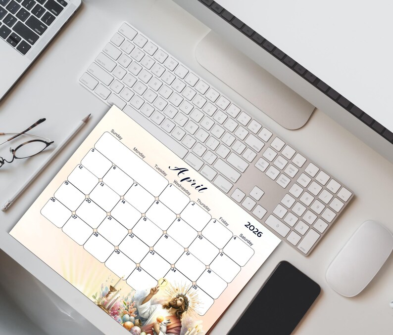 Christian Easter Editable Calnendar-april 2026 Fillable Monthly Planner ...
