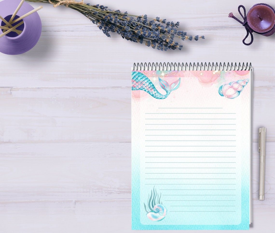 Printable Mermaid Letter Writing Paper Set,mermaid Stationery,marine ...