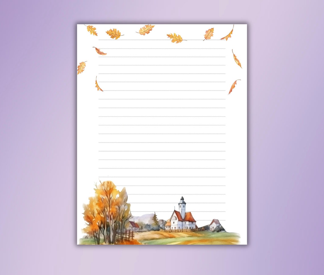 Autumn Printable Stationeryfall Leaves Digital - Etsy