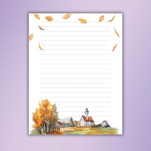 Autumn Printable Stationery,fall Leaves Digital Letter,stationary ...