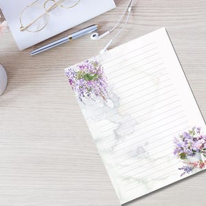 Purple Flower Printable Stationery-floral Writing Paper-letter Paper A4 ...