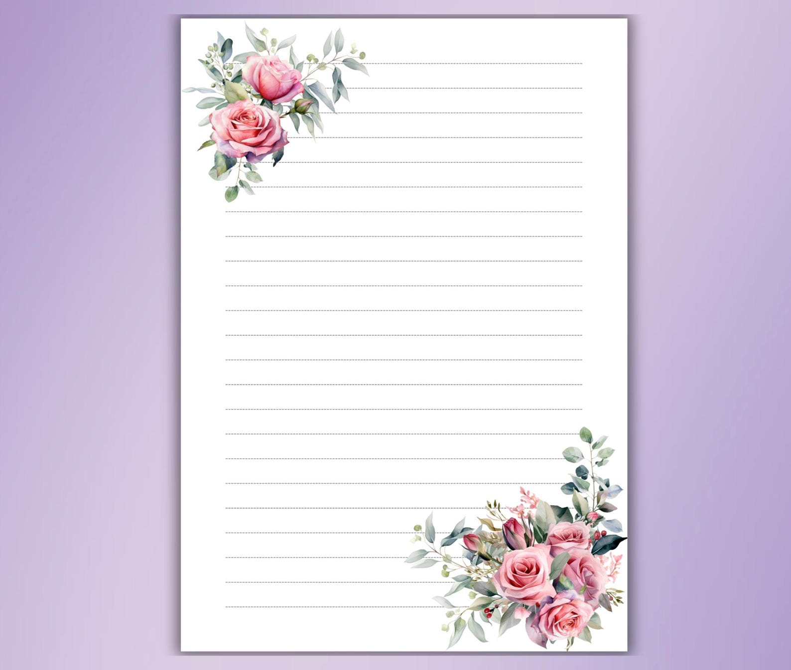 Rose Writing Paper,flower Stationary,floral Writing Paper Set A4,A5,US ...