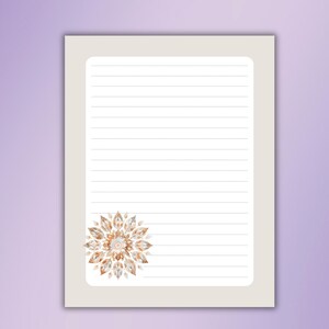Flower 5 Designs Printable Stationery Set-flower Writing Set Lined A4 ...