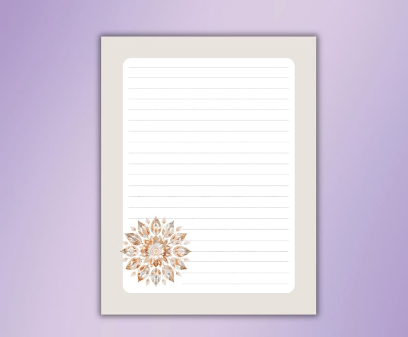 Flower 5 Designs Printable Stationery Set-flower Writing Set Lined A4 ...