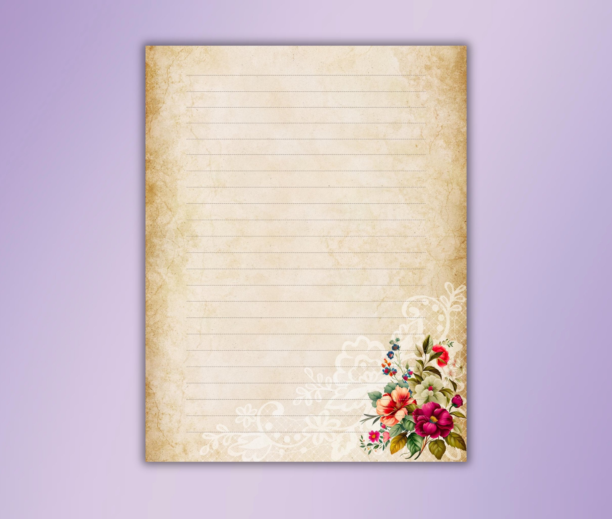 Vintage Old Printable Stationery Letter Sheets,flower Stationary,penpal ...