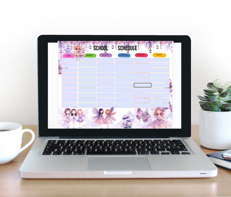 Editable Fairy School Schedule-school Planner Calendar-printable School ...