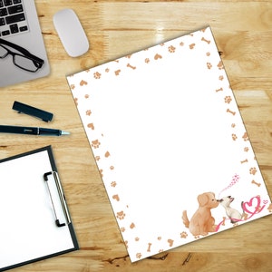 Cat and Dog Printable Writing Paper Set Unlined Lined A5/A4/US Letter ...
