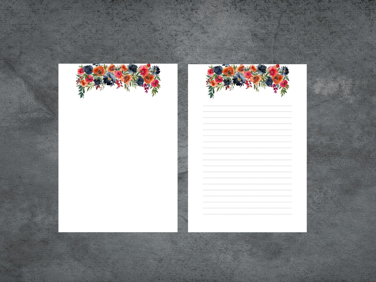 Flower Printable Writing Paper,letter Writing Bundle,digital Download ...