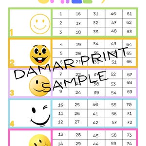 Smile Printable Bingo Boards-instant Download -funny Bingo Boards ...