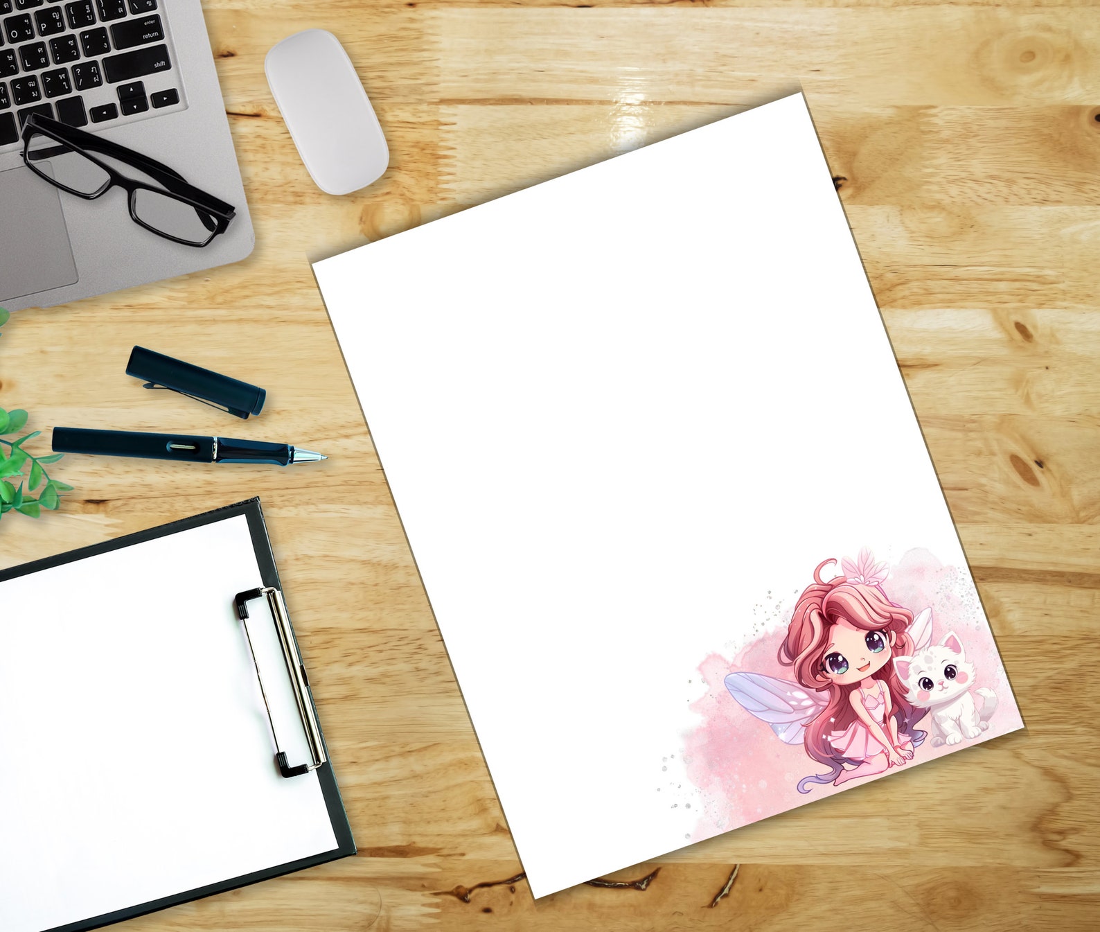 Fairy With Cat Printable Stationery Set-fairytale Writing Papers Lined ...