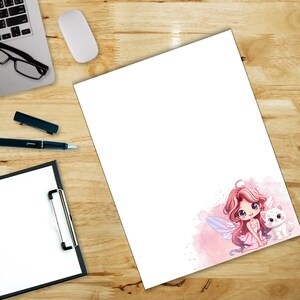 Fairy With Cat Printable Stationery Set-fairytale Writing Papers Lined ...