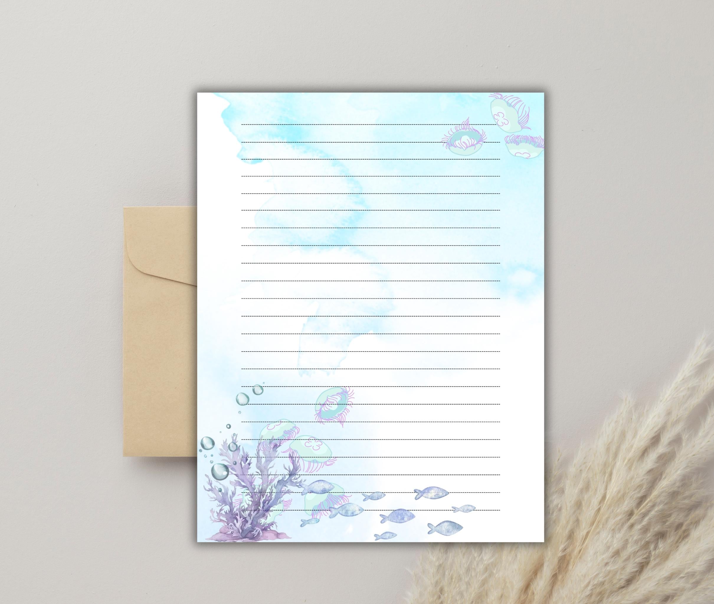 Sea Printable Stationary Marine Stationery Watercolor Writing Paper ...