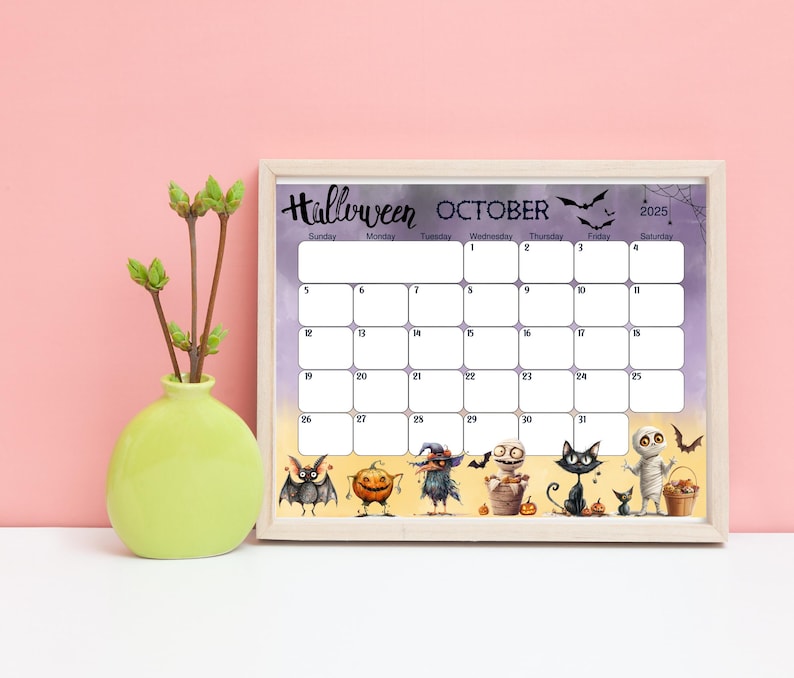 Editable October 2025 Calendar-halloween 2025 Planner-cute Spooky ...