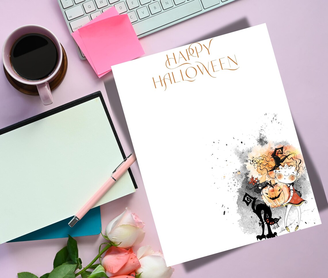 Happy Halloween Printable Stationery, Digital Letter,autumn Printable ...