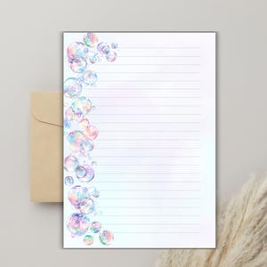 Watercolor Bubbles Printable Stationery-watercolor Writing Paper ...