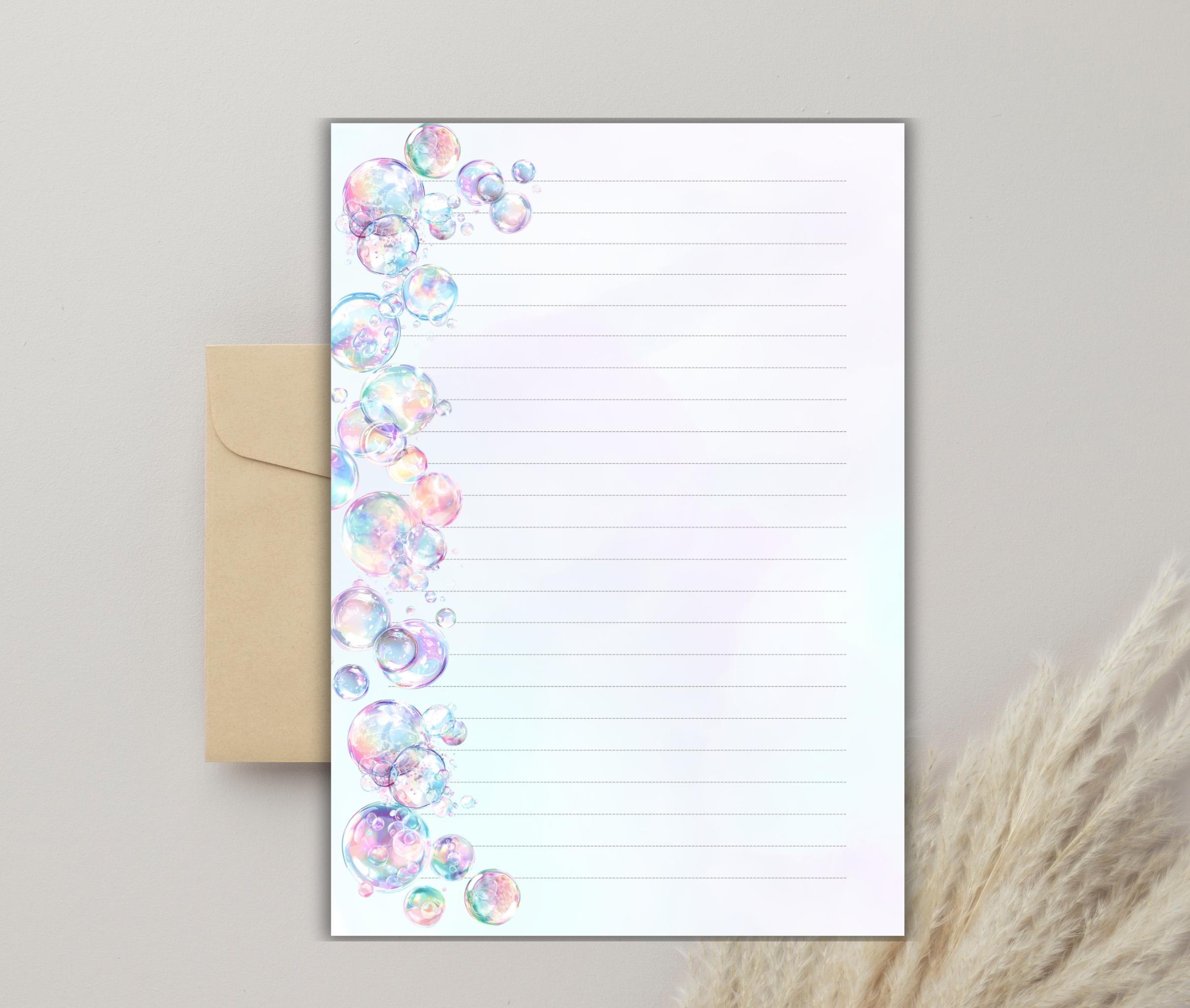 Watercolor Bubbles Printable Stationery-watercolor Writing Paper ...