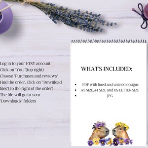 Capybara With Flower Printable Stationery-animal Lover Printable ...