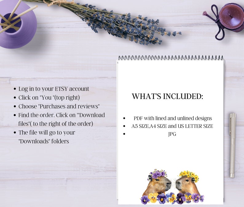 Capybara With Flower Printable Stationery-animal Lover Printable ...