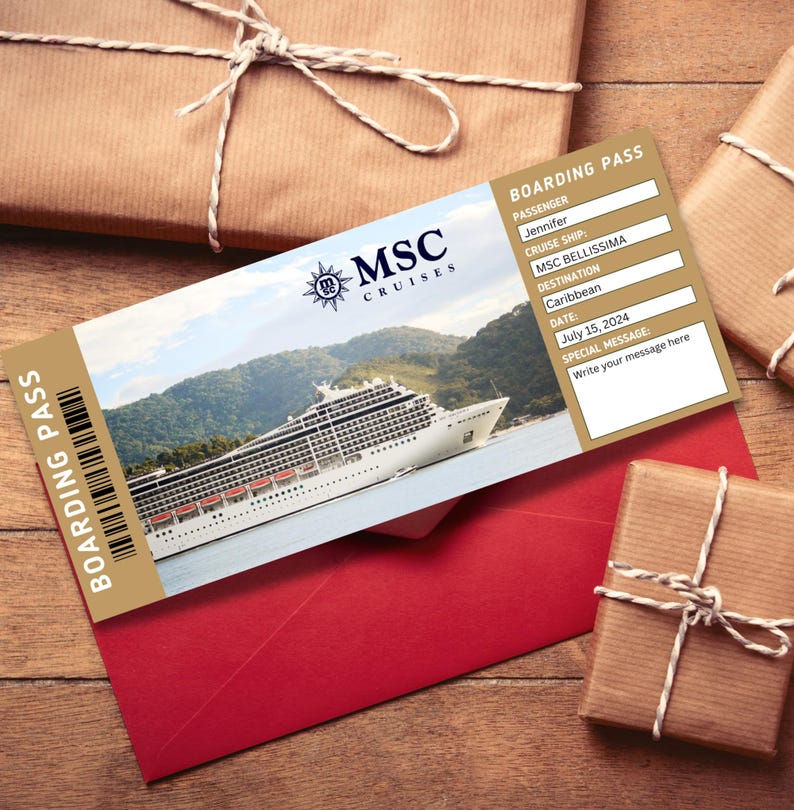 EDITABLE MSC Cruise Ticket-editable Boarding Pass-print Surprise Gift ...
